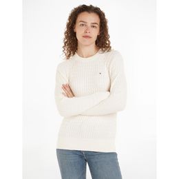 Tommy Hilfiger Rundhalspullover »CO CABLE C-NK SWEATER« mit Zopfmuster Ivory Petal XS (34) XS (34) Pullover in Unifarbe von Tommy Hilfiger