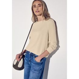 Street One Sweater mit U-Boot-Ausschnitt und in feiner Struktur-Optik cotton beige 38 38 Kuscheliges Shirt von Street One