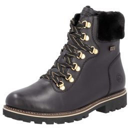 Remonte Winterboots, Blockabsatz, Winterstiefelette, Schnürstiefelette mit TEX-Membran schwarz 44 44 Schnürstiefelette mit goldfarbenen Ösen