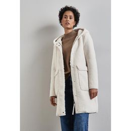 Street One Langjacke mit Kapuze mit Teddyfell und Kapuze snow cream 44 44 Teddy-Mantel für Damen von Street One