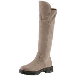 Tamaris Overkneestiefel, Blockabsatz, Langschaftstiefel, Overkneestiefel, vegane Verarbeitung taupe 36 36 Trendiger Stiefel mit kurzem...