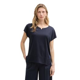 Tom Tailor T-Shirt mit geschlitztem Rundhalsaussschnitt real navy XL (42) XL (42) T-Shirt aus Materialmix von Tom Tailor