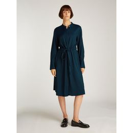 Tommy Hilfiger Blusenkleid »SOFT VIS COLARLESS SHIRT DRESS« mit Bindeband Dark Night Navy 44 - N-Gr N-Gr 44 Blusenkleid von Tommy Hilfiger