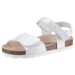 Kidsworld Sandale, Sommerschuh, Klettschuh, Sandalette, mit schimmerndem Herzchenprint weiß-silberfarben 30 30 Sandale mit praktischen...
