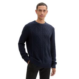 Tom Tailor Rundhalspullover mit Zopfmuster sky captain blue M M Pullover von Tom Tailor