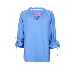 LIEBLINGSST&Uuml;CK LIEBLINGSST&Uuml;CK Schlupfbluse mit Leinenanteil mittelblau XS XS Feminine Bluse mit Raffungen und Volants am Ausschnitt von Lieblingsst&uuml;ck