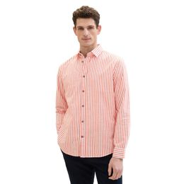 Tom Tailor Langarmhemd mit Streifen orange white dobby stripe 3XL - N-Gr N-Gr 3XL Hemd von Tom Tailor