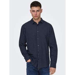 Only & Sons ONLY & SONS Langarmhemd »ONSCAIDEN LS SOLID LINEN SHIRT NOOS« Night Sky M - N-Gr N-Gr M Hochwertiges Hemd für den Alltag