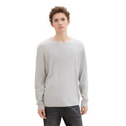 Tom Tailor Denim Rundhalspullover mit Struktur light stone grey melange M M Strukturpullover von Tom Tailor Denim