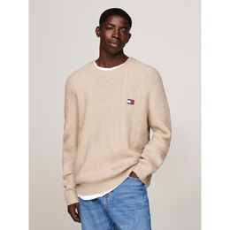 Tommy Jeans Sweatshirt »TJM SLIM CABLE KNIT CNECK« mit bestickten Markenlogo, Strickmuster Gentle Gold XXL XXL Sweatshirt von Tommy Jeans