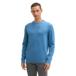 Tom Tailor Rundhalspullover mit Logostickerei ocean blue melange M M Strickpullover von Tom Tailor
