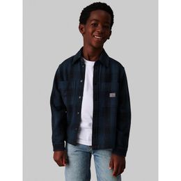 Calvin Klein Jeans Kinder Langarmhemd &raquo;Textured Checked Shirt&laquo; f&uuml;r Kinder bis 16 Jahre und mit Logopatch schwarz 16 (176), N-Gr