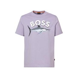 BOSS Orange T-Shirt »Te Bossfish« mit Aufdruck Open Purple549 XL XL Kurzarm für angenehme Bewegungsfreiheit