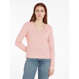 Tommy Hilfiger Strickpullover »SOFT WOOL V-NK SWEATER« aus reiner Wolle Delicate Pink Heather S (36) S (36) Pullover von Tommy Hilfiger Womanswear
