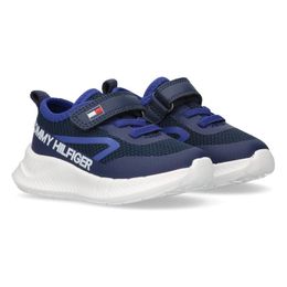 Tommy Hilfiger Sneaker, Slip-On Sneaker, Klettschuh mit großem Logoschriftzug navy royalblau 29 29 Runner Sneaker von Tommy Hilfiger