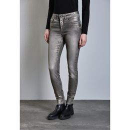 Street One Slim-fit-Jeans »Style YORK« Grey Metallic coated wash 25 - Länge 30 Länge 30 25 Beschichtete Jeans von Street One