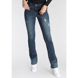 Arizona Bootcut-Jeans »Ultra-Stretch« ausgestellte Beinform, modischer Used-Look, normale Leibhöhe dark blue us 52 - N-Gr N-Gr 52 Bootcut-Jeans mit...