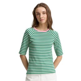 Tom Tailor Denim Rundhalsshirt mit Streifen-Muster tonal green stripe XL (42) XL (42) Halbarm-Shirt für Damen von Tom Tailor Denim