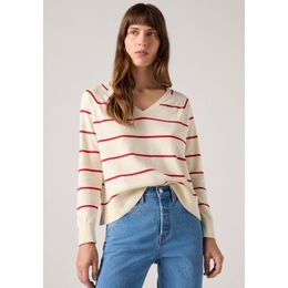 Levi's LEVI'S Longpullover »PETAL VNECK SWEATER« mit Rippbündchen STEPHANIE STRIPE BUT XS (34) XS (34) Pullover PETAL VNECK SWEATER von Levi's