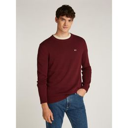 Tommy Jeans Strickpullover »TJM SLIM ESSNTLS C-NECK SWEATER« mit Markenlogo auf der Brust Deep Rouge M M Pullover von Tommy Jeans