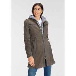 Mauritius Lederjacke »NILAH« mit Kapuze mit seitlichen Riegeln in der Taille grey XXL/44
