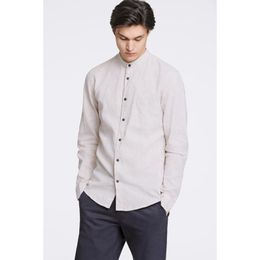 LINDBERGH Damen LINDBERGH Leinenhemd mit Mandarin-Stehkragen und aus einem Leinen-Baumwoll-Mix beige XXL, N-Gr
