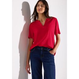 Street One Kurzarmbluse mit geschlitztem Rundhalsausschnitt glory red 44 44 Bluse von Street One