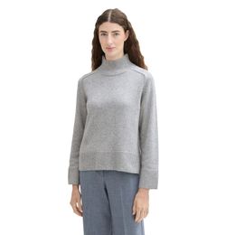 Tom Tailor Strickpullover mit hohem Stehkragen medium silver grey melange S (36) S (36) Pullover für Damen von Tom Tailor