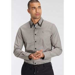 Bruno Banani Langarmhemd »Button Down Kragen« silbergrau 45/46 - D-Gr D-Gr 45/46 Mit Elastananteil