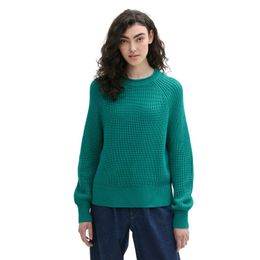 Tom Tailor Denim Strickpullover mit Strick-Struktur jade green XXL (44) XXL (44) V-Ausschnitt-Pullover von Tom Tailor Denim