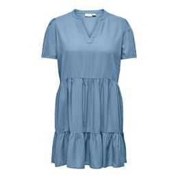 Only CARMAKOMA Minikleid »CARTIRI-CARO S/S V-NECK LIN DRESS TLR« Sommerkleid Blissful Blue M4648 - N-Gr N-Gr M4648 Perfekt für den Sommer:...