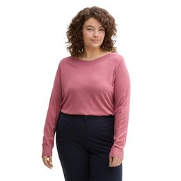 Tom Tailor PLUS Strickpullover mit U-Boot Ausschnitt wine rose melange inject 46 46 Pullover von Tom Tailor PLUS