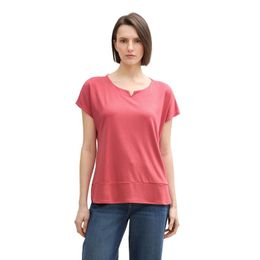 Tom Tailor T-Shirt mit geschlitztem Rundhalsaussschnitt berry red L (40) L (40) T-Shirt aus Materialmix von Tom Tailor