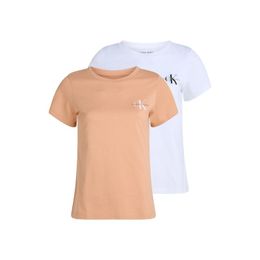 Calvin Klein Jeans T-Shirt &raquo;2-PACK MONOLOGO SLIM TEE&laquo; Packung, 2er-Pack, mit Logodruck Dusty Coral / Brilliant White XXXL(46) XXXL(46) 2er Pack...