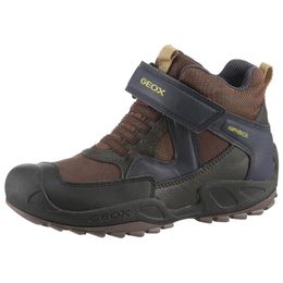 Geox Winterstiefel »J NEW SAVAGE BOY B ABX« Trekkingboots, Winterstiefel, Kindergartenschuh mit Warmfutter braun-navy 25 25 Bequeme Klettboots für...