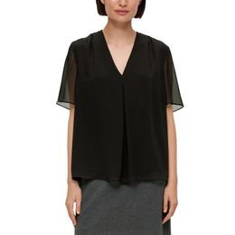 s.Oliver BLACK LABEL Shirtbluse mit eingelegter Falte vorne GREY/BLACK 48 48 Leichte Bluse von s.Oliver BLACK LABEL