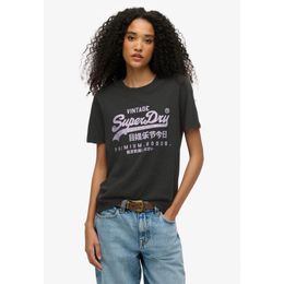 Superdry Kurzarmshirt »VL METALLIC RELAXED TEE« Heavy Back In Black XS XS Cooles Shirt von Superdry
