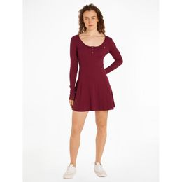 Tommy Jeans Blusenkleid »TJW HENLEY FLARE DRESS« mit Flagge Valley Grape S (36) - N-Gr N-Gr S (36) Bequemes Blusenkleid aus elastischer...