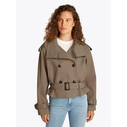Tommy Hilfiger Kurzjacke &raquo;COTTON CROP TRENCH&laquo; mit G&uuml;rtel in der Taille, mit R&uuml;ckenpasse, mit Eingrifftaschen Tundra Brown 32 32 Kurzer Trenchcoat...
