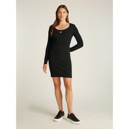 Tommy Jeans CURVE Jerseykleid »TJW BADGE RIB BODYCON DRESS EXT« in Großen Größen, Rippware, Bodycon Black XXXL(46) - N-Gr N-Gr XXXL(46) Kleid von...