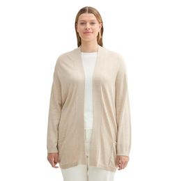 Tom Tailor PLUS Cardigan ohne Verschluss und mit Seitentaschen dusty beige melange 46 46 Cardigan von Tom Tailor PLUS