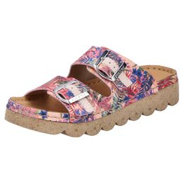 Rieker Pantolette Sommerschuh, Schlappen, Hausschuh mit verstellbaren Schnallen rosé multi 36 36 Pantolette mit modischem Plateau aus Kork