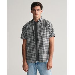 Gant Kurzarmhemd »Regular Fit Gingham Popeline Hemd strapazierfähig pflegeleicht kariert« mit einer kleinen Logostickerei auf der Brusttasche black...