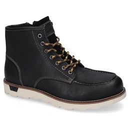 Dockers by Gerli Schnürboots Boots, Freizeitschuh mit gepolsterter Innensohle schwarz 46 46 DOCKERS-Schnürboots mit weißer Laufsohle