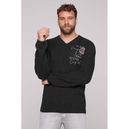 CAMP DAVID Strickpullover mit Logo Print black S S Pullover von CAMP DAVID