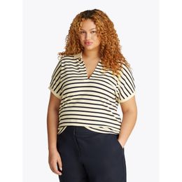 Tommy Hilfiger Curve Poloshirt &raquo;CRV LYOCELL OPEN-NK POLO SS&laquo; in Gro&szlig;en Gr&ouml;&szlig;en, Polokragen, Streifenmuster Calico / Dark Night Navy Stp 48 48...