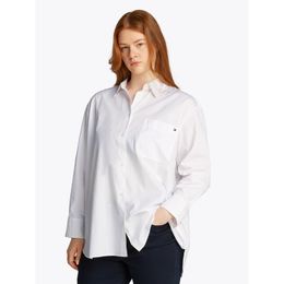 Tommy Hilfiger Curve Hemdbluse »CRV ESS COTTON EASY FIT SHIRT« in Großen Größen, Brusttasche, Kellerfalte hinten, abgerundeter Saum Th Optic White...