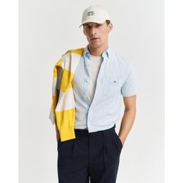 Gant Kurzarmhemd »REG COTTON LINEN STRIPE SS SHIRT« ist ideal für warme Sommertage fresh blue L - N-Gr N-Gr L Hemd von Gant