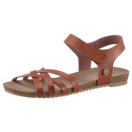 Mustang Shoes Riemchensandale, Sommerschuh, Sandalette, Klettschuh, mit Klettverschluss-Riemchen cognac 37 37 Klassische Sandale für den Sommer!