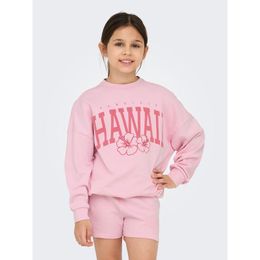 Kids Only Damen KIDS Only Sweatshirt &raquo;KOGANABELL LIFE L/S OVZ PRINTED CREW SWT&laquo; rosa 158/164
